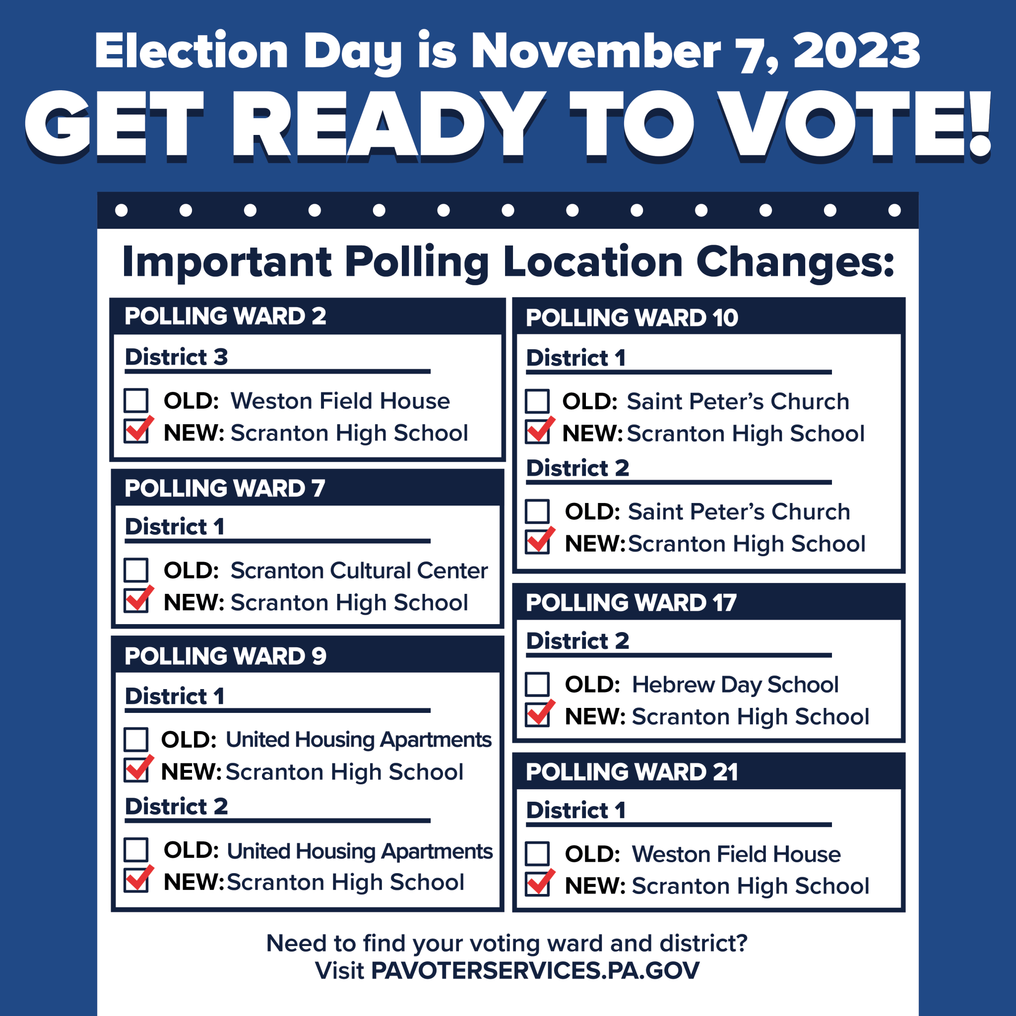 Important Polling Location Changes – City of Scranton